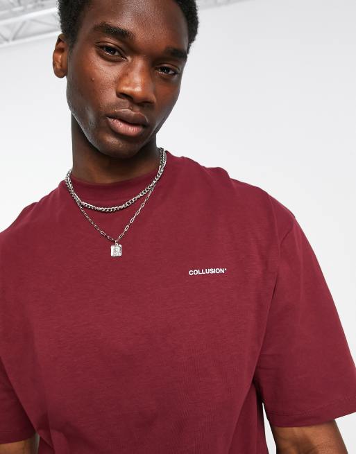 Camiseta Burdeos Oscuro Extragrande Con Logo De Collusion Asos