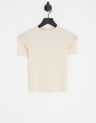 Camiseta color arena de corte slim de punto fino de ASOS DESIGN | ASOS