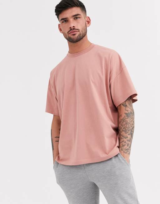 Camiseta Extragrande Con Cuello Redondo En Rosa De Asos Design Asos