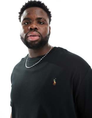 Camiseta negra clásica extragrande con logo de algodón pima Icon de ...