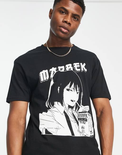Camiseta negra con estampado de anime de Marbek | ASOS