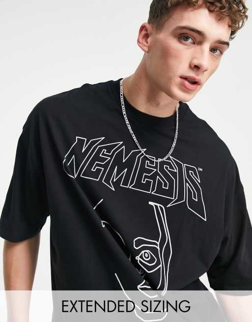 Camiseta Negra Extragrande Con Estampado De Texto En La Parte Delantera