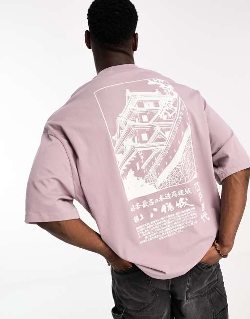 Camiseta Rosa Claro Extragrande Con Estampado Gráfico En La Espalda De