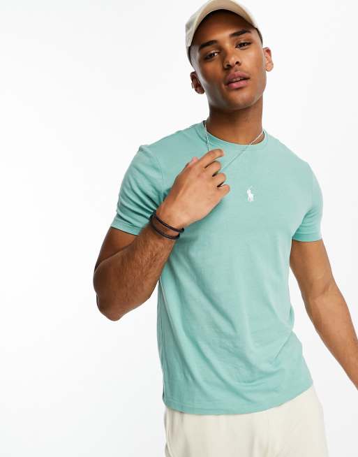 Camiseta verde claro de corte custom con logo central de Polo Ralph ...