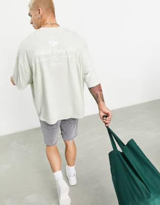 Camiseta verde claro extragrande con estampado en la espalda "Bellcrest ...