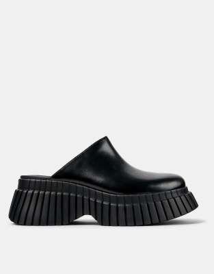 Camper - Sabots en cuir à semelle plateforme chunky - Noir | ASOS