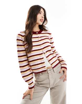 Cárdigan a rayas multicolores de corte depurado de punto de ASOS DESIGN ...