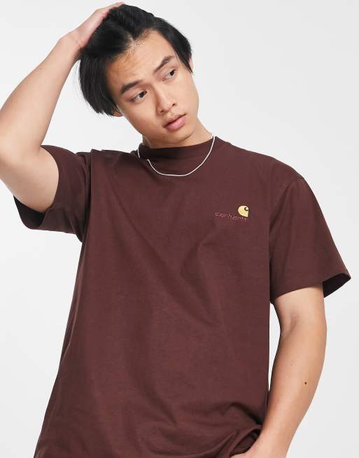 Carhartt Wip American Script Locker Geschnittenes T Shirt In Braun