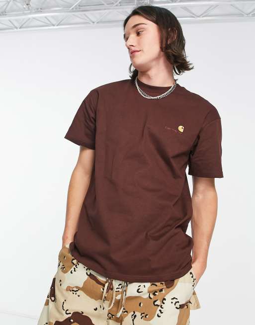 Carhartt Wip American Script Locker Geschnittenes T Shirt In Braun