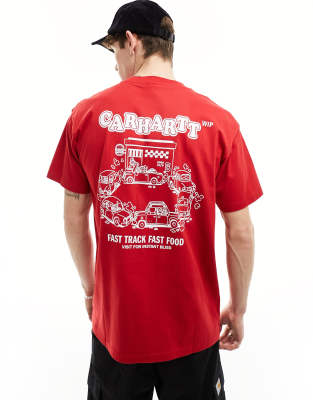 Carhartt WIP fast food backprint t-shirt in red | ASOS