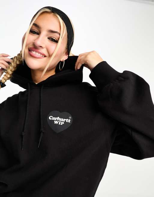 Carhartt Wip Kapuzenpullover In Schwarz Mit Herzprint Im Rücken Asos