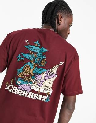 Carhartt WIP kogankult wizard t-shirt in burgundy | ASOS