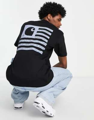 Carhartt WIP – Label State Flag – T-Shirt in Schwarz mit Flaggen-Motiv ...