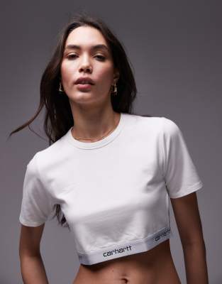 Carhartt WIP Script crop top in white | ASOS