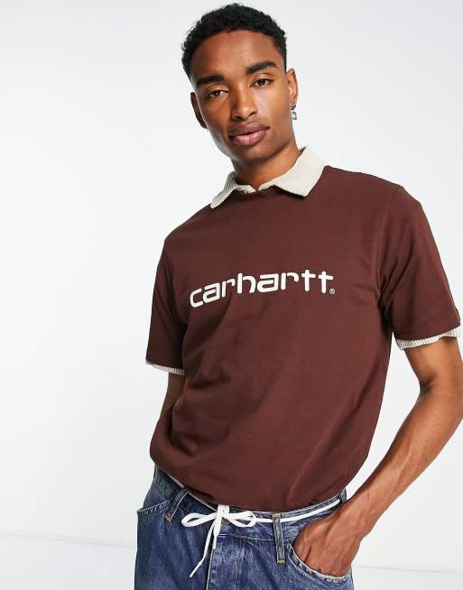 Carhartt Wip Script T Shirt In Brown Asos