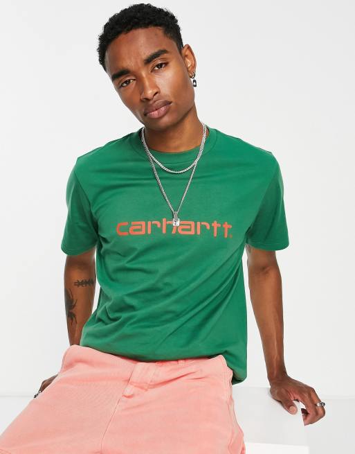 Carhartt Wip Script T Shirt In Green Asos