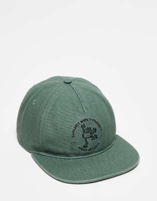 Carhartt WIP stamp frog flat peak cap in green | ASOS