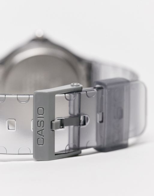 Casio MQ24S skeleton series silicone watch in black | ASOS