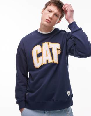 CAT WWR embroidery logo sweatshirt in blue | ASOS