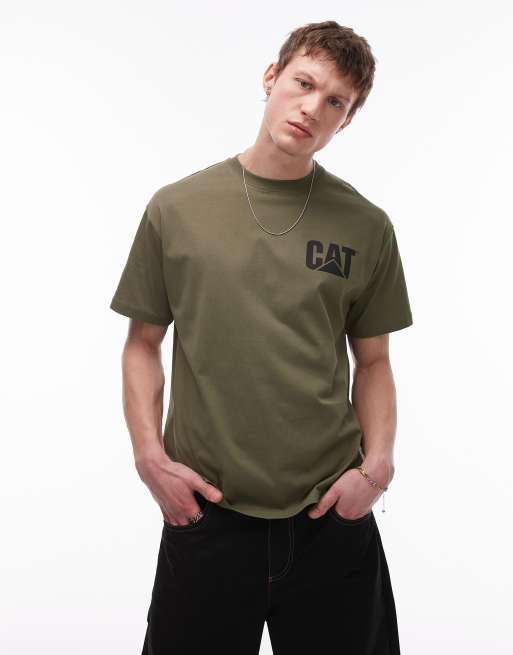CAT WWR logo detail t-shirt in olive | ASOS