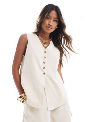 Chaleco color crema de lino de River Island (parte de un conjunto) | ASOS