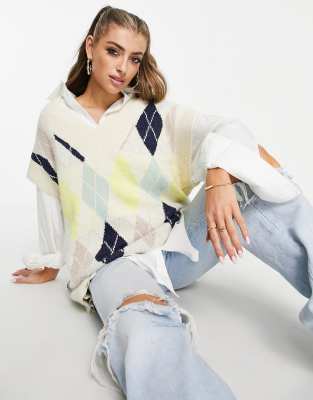 Chaleco color crema de rombos de Missguided | ASOS