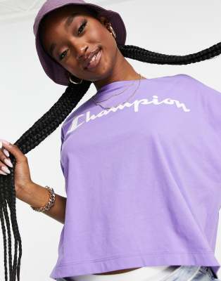 Champion boxy crop top in purple | ASOS