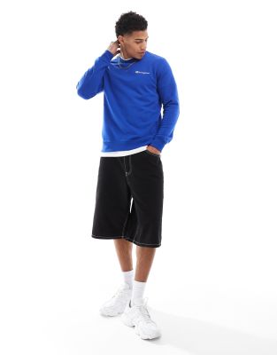 Champion small left chest logo sweat in blue | ASOS