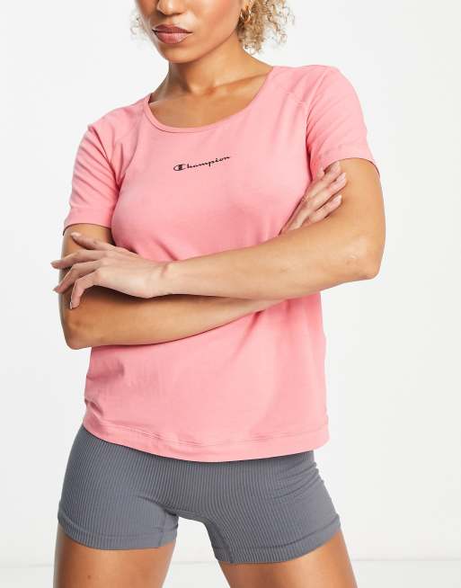 Champion Training small logo t-shirt in pink | ASOS
