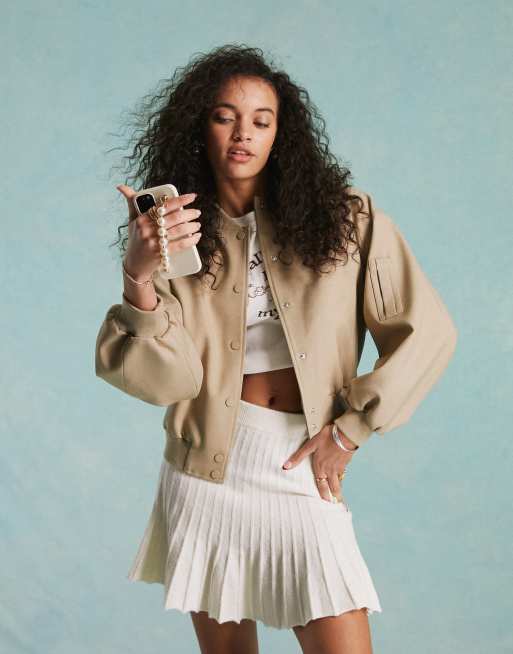 Chaqueta Bomber Color Piedra De Estilo Formal De Miss Selfridge Asos