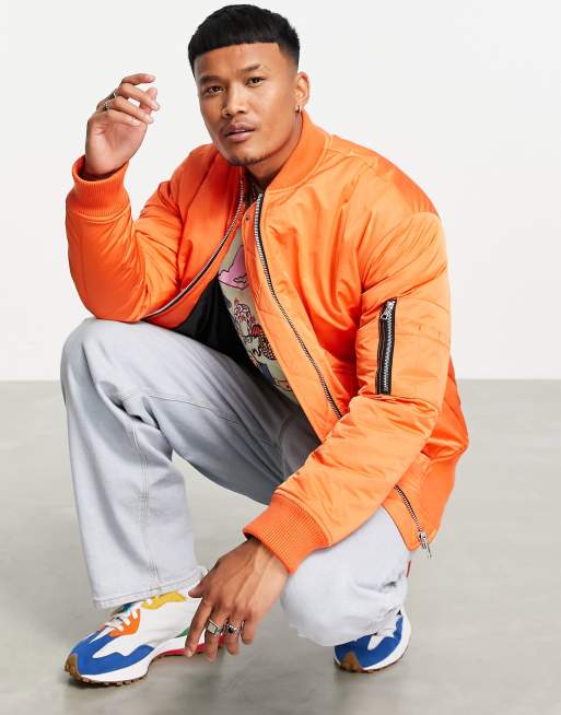 Chaqueta Bomber Naranja Extragrande De Asos Design Asos