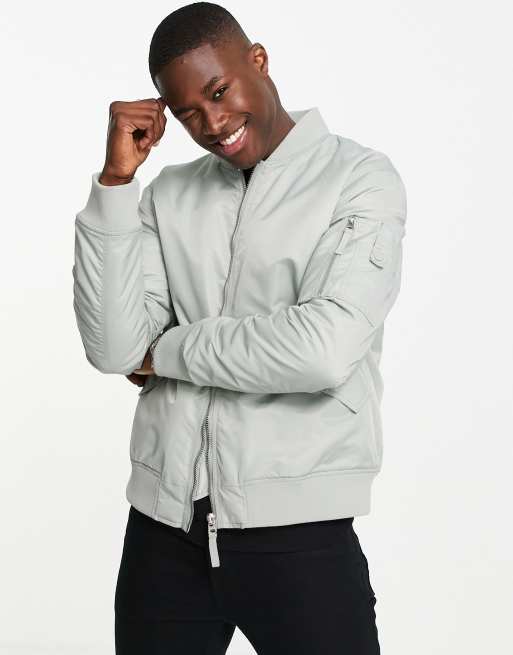 Chaqueta Bomber Verde Salvia Acolchada Ma1 De Topman Asos