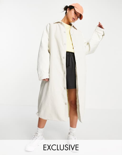 Chaqueta Larga De Lona Color Crudo Con Mangas De Nailon De Collusion Asos