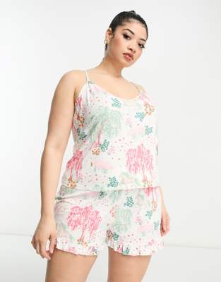 Chelsea Peers Plus cami pajama set in white unicorn print | ASOS
