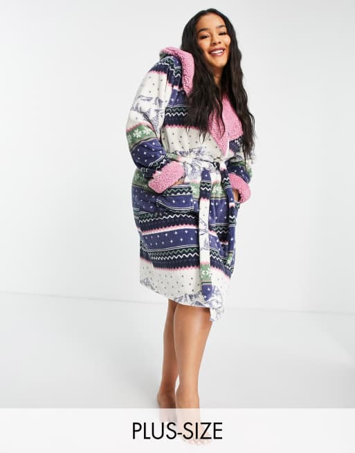 Chelsea Peers Plus soft robe in mountain Fair Isle print | ASOS