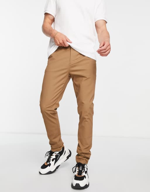 Chinos Color Tabaco De Corte Pitillo De Lino De Asos Design Asos