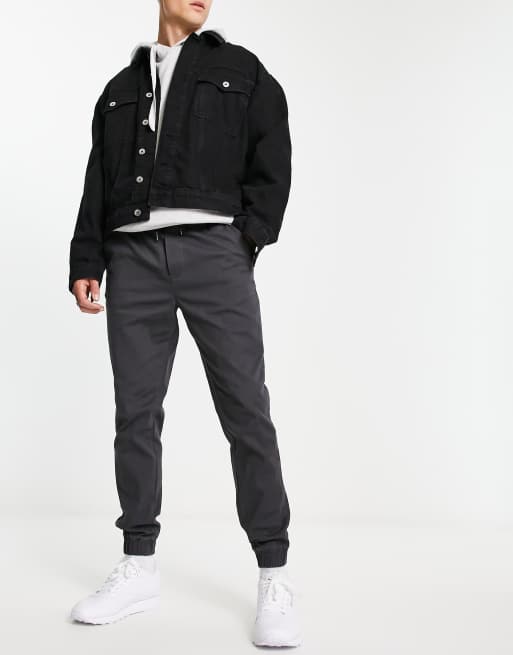Chinos Gris Oscuro De Corte Slim Con Bajos Ajustados De Jack And Jones