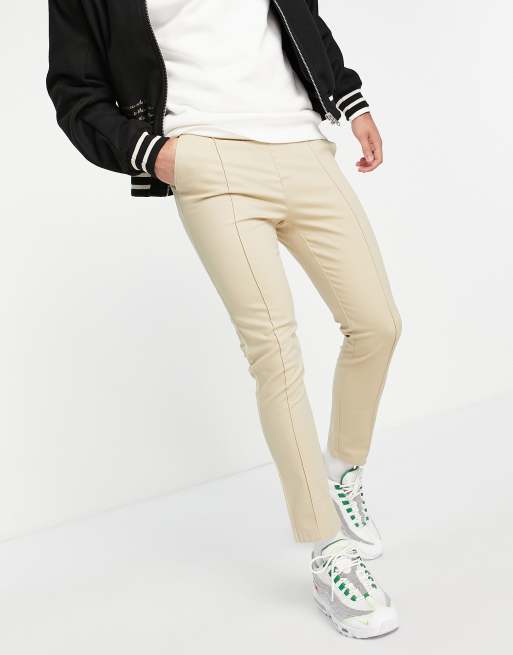 Chinos Pitillo Beis Con Jaretas De Asos Design Asos