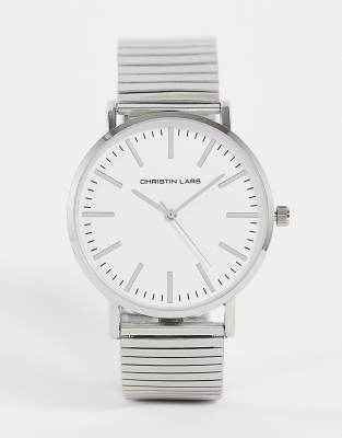 Christian Lars Mens bracelet watch with white dial in silver | ASOS