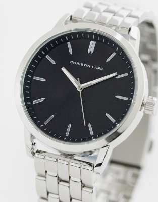 Christin Lars chunky bracelet watch in silver | ASOS