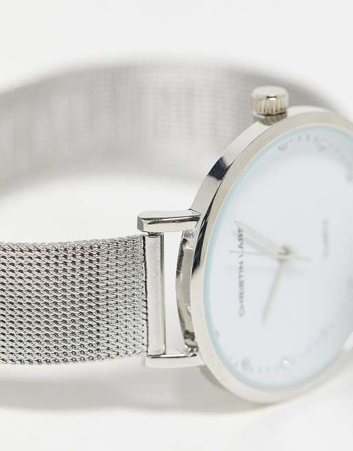 Christin Lars mesh bracelet watch in silver | ASOS