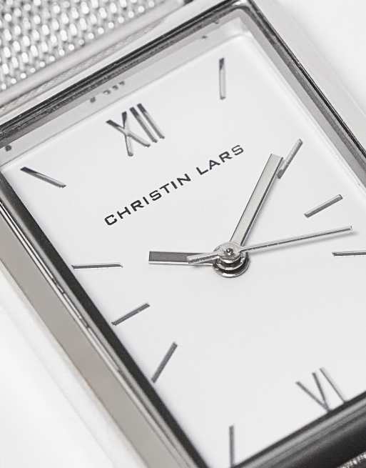 Christin Lars slimline faux leather strap watch with square face in ...