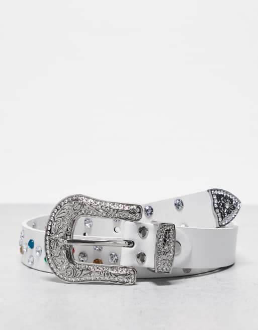 Cinturón blanco con strass de COLLUSION Unisex | ASOS