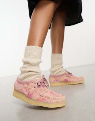 Clarks Originals Wallabee shoes in pink and red print | ASOS