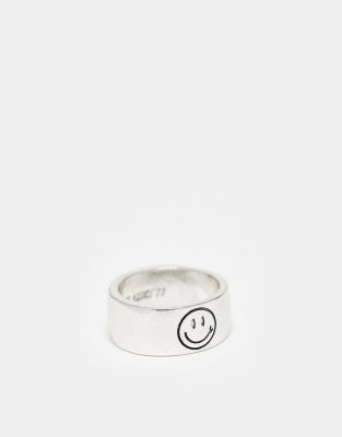 Classics 77 - Band ring met smiley in zilver | ASOS