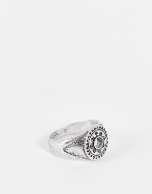 Classics 77 circle dial signet ring in silver | ASOS