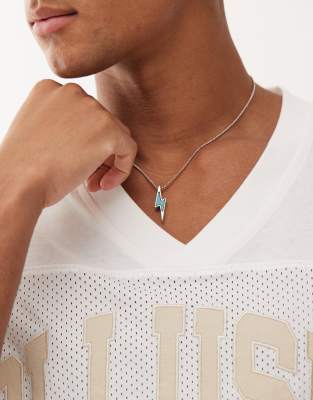 Classics 77 lightening bolt pendant chain necklace in blue and silver ...