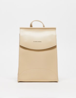 Claudia Canova mini flap over backpack in off white | ASOS