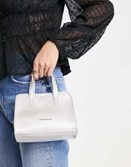 Claudia Canova top handle mini crossbody bag in silver | ASOS