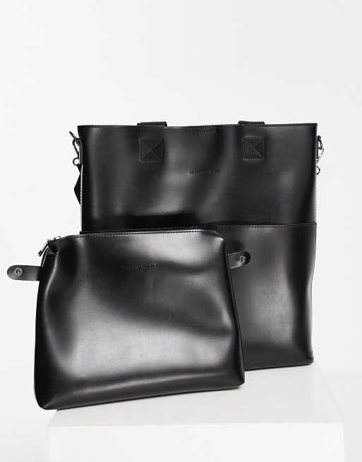 Claudia Canova two pocket shoulder strap tote bag in black | ASOS